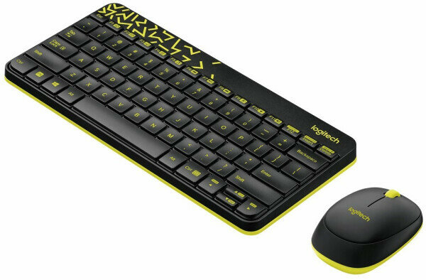 Комплект клавиатура + мышь Logitech MK240 Nano 920-008198 (черный), русская раскладка, беспроводной радио