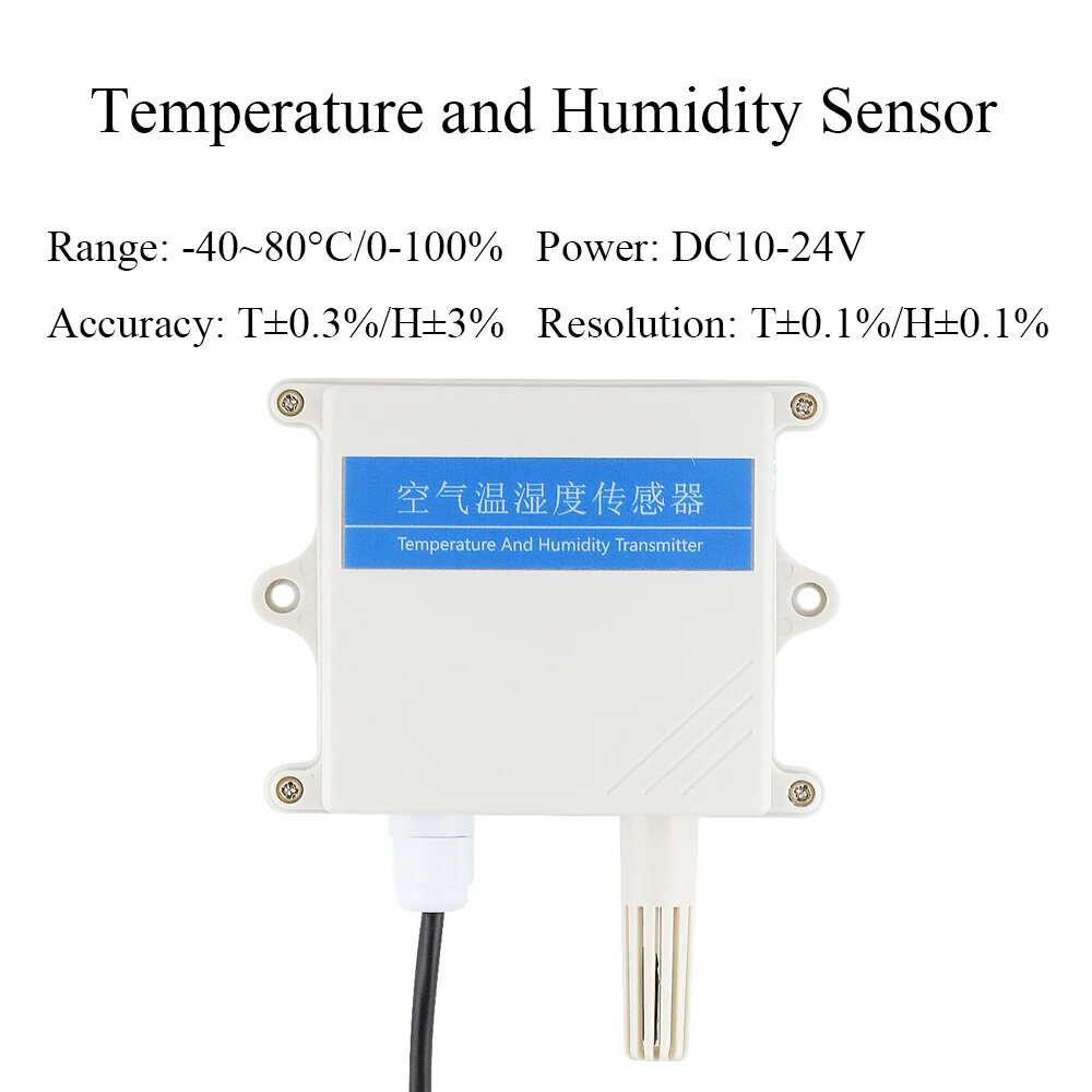 Датчик температуры и влажности ModBus RS485 4-20mA, without Display