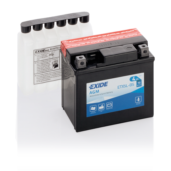 Аккумулятор мото EXIDE ETX5L-BS (YTX5L-BS) 113x70x105