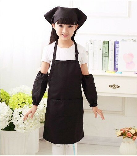 Детский фартук для рисования в корейском стиле с защитными рукавами, рекламный набор для рисования с индивидуальным мультяшным дизайном, набор поварских колпаков для детского сада, фартук с обратной застежкой.