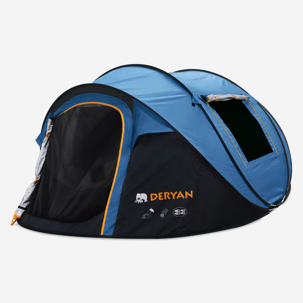 Decathlon Роскошная быстросборная палатка на 4 человека Deryan устанавливается за 1 секунду - 2000 мм Цвет: Темно-синий