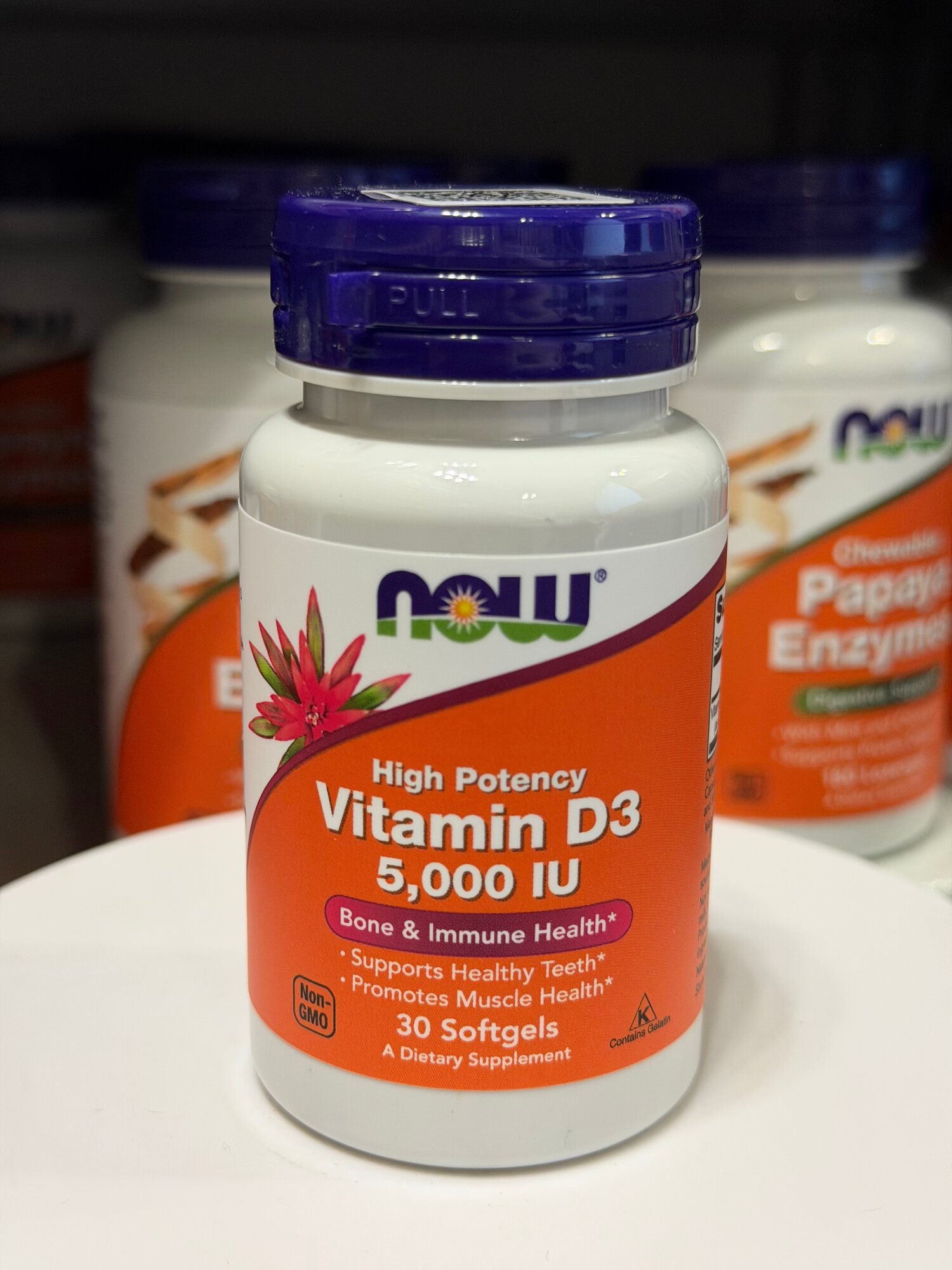 NOW Vitamin D-3 5000 IU ME - витамин D3 для иммунитета, костей и усвоения кальция, 30 гелевых капсул