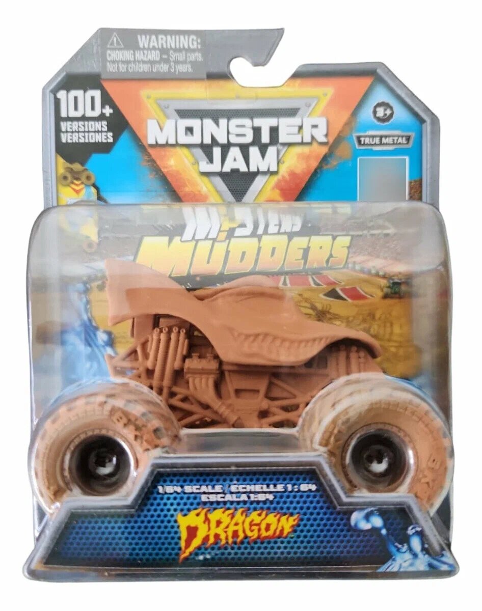 Машинка Monster Jam Dragon 1:64 Mystery Mudders 6065345 Монстр-трак Дрэгон, 10 см, бежевый