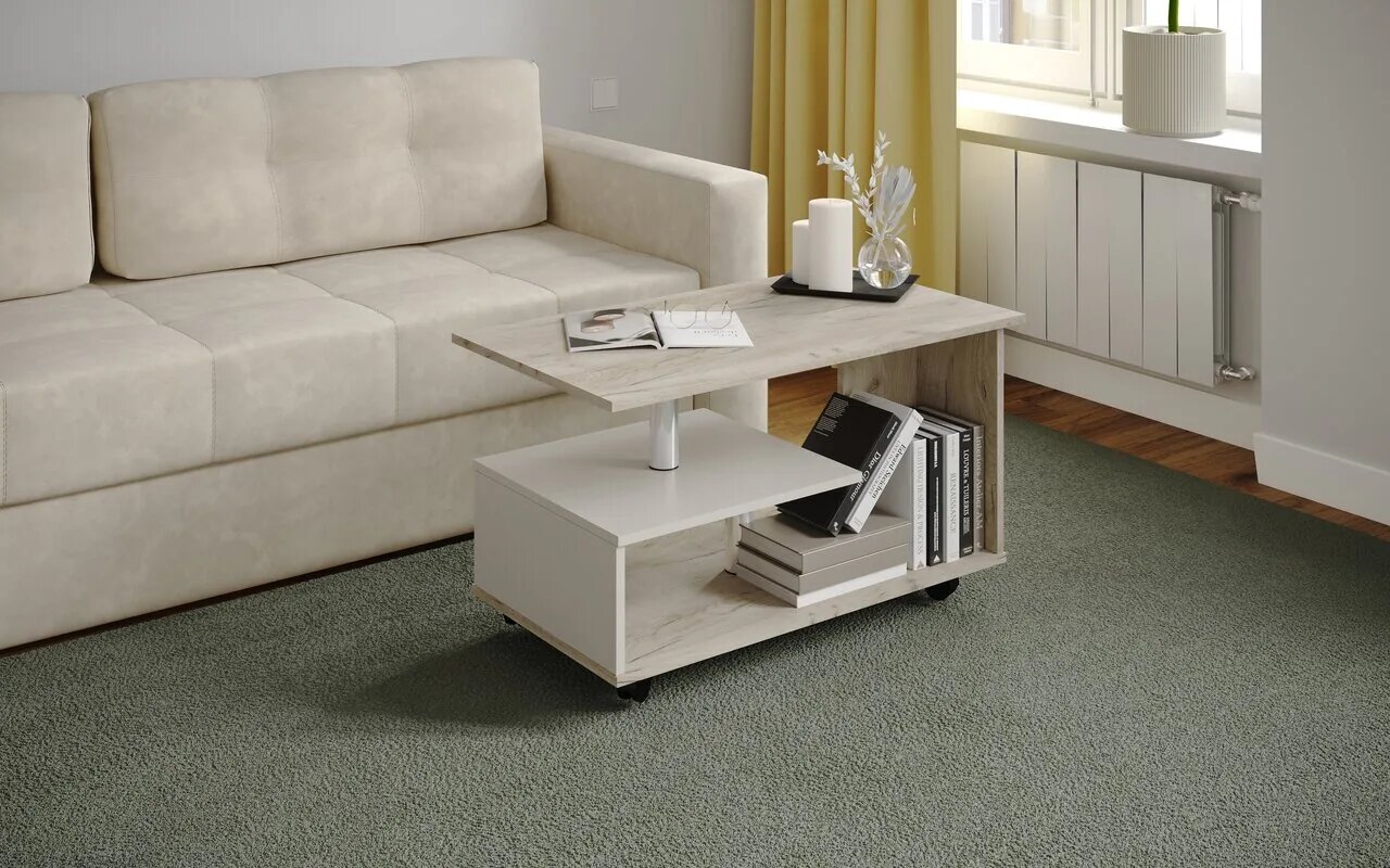 Стол журнальный «Консул-5» (Дуб крафт серый/Кашемир) 90х50х56