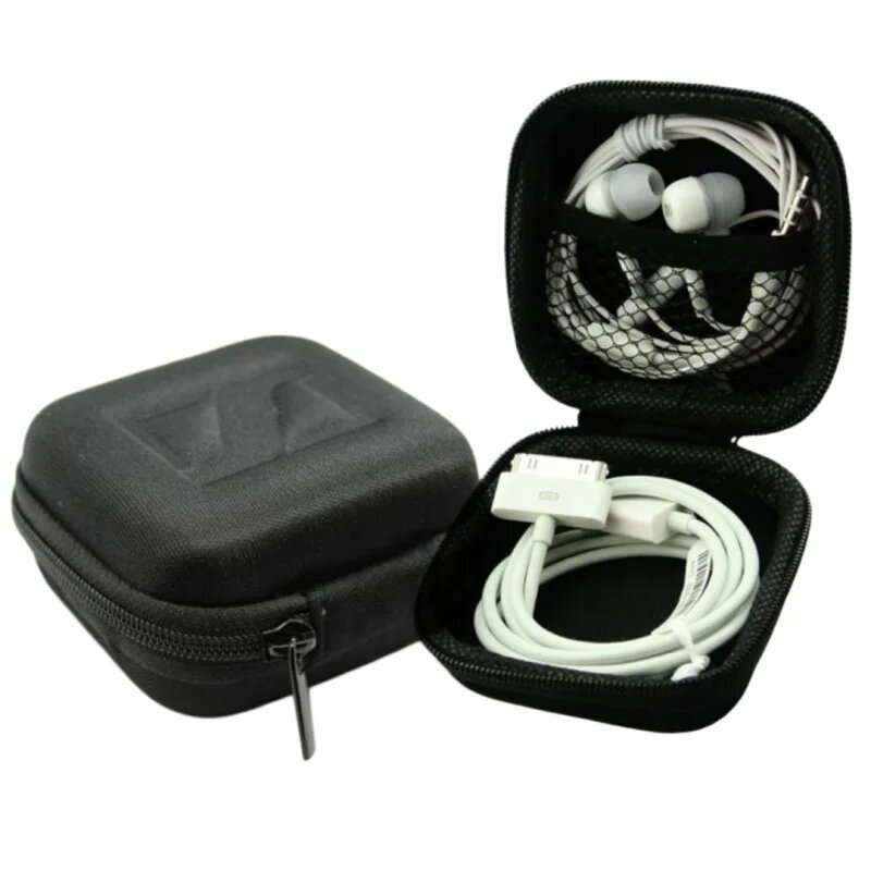 1 шт, черный квадратный футляр для хранения наушников, портативный защитный футляр для SD-карты, футляр для наушников Sennheiser CX6, Жесткий Чехол