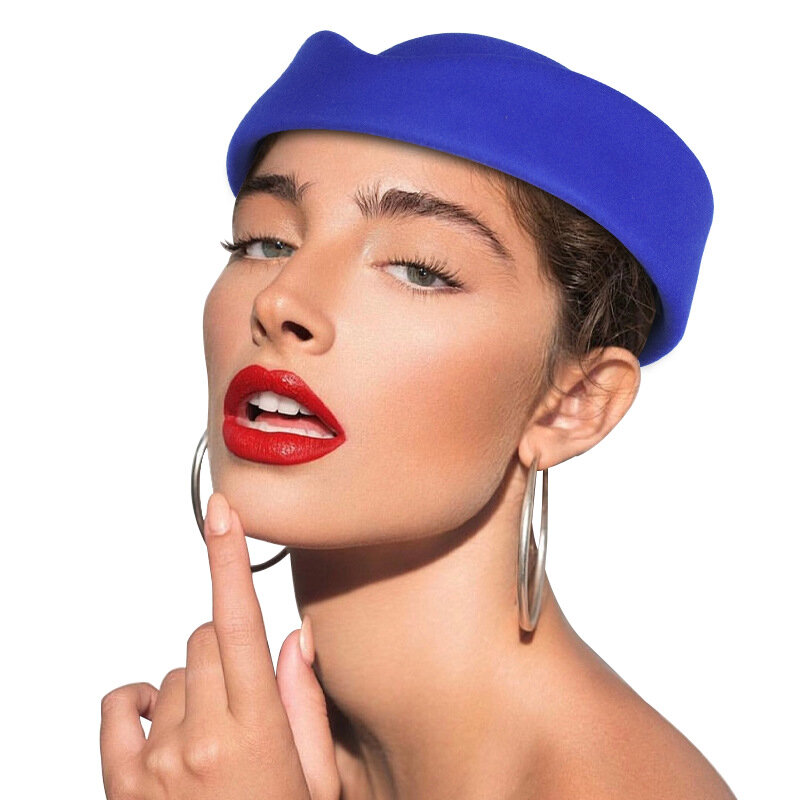 Европейский и американский британский ретро-берет из войлока для женщин-стюардесс, универсальная шерстяная шляпа стюардессы, парадная шляпа.