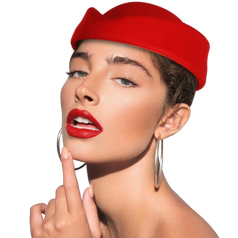 Европейский и американский британский ретро-берет из войлока для женщин-стюардесс, универсальная шерстяная шляпа стюардессы, парадная шляпа.