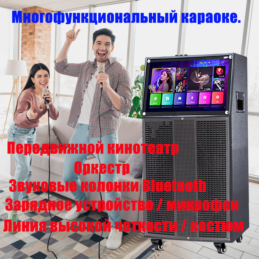 Портативная колонка KaraOK, с микрофоном, Bluetooth, с поддержкой Wi-Fi, для вечеринок