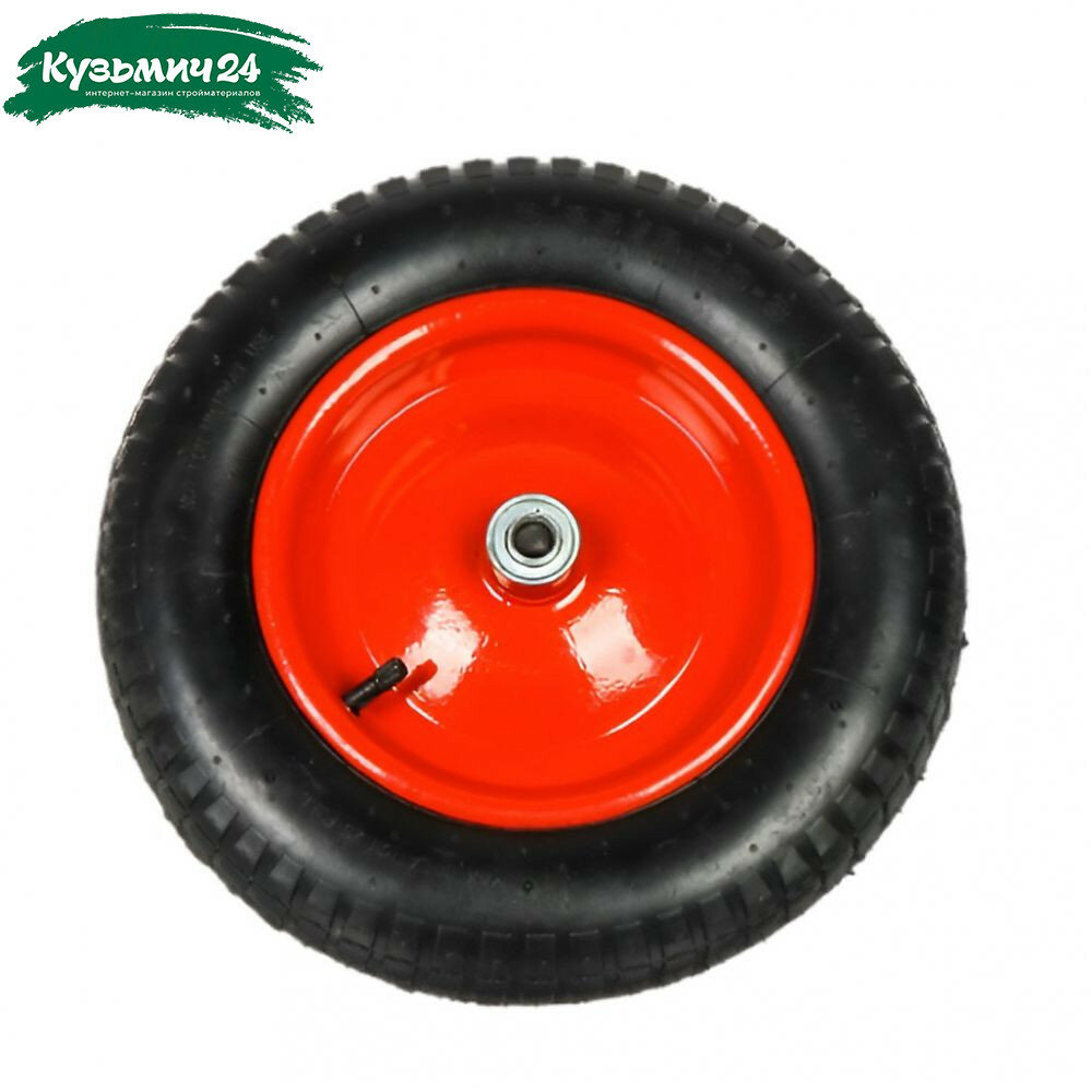 Колесо для тачки, с подшипником, диаметр 360 мм, полиуретан, красное