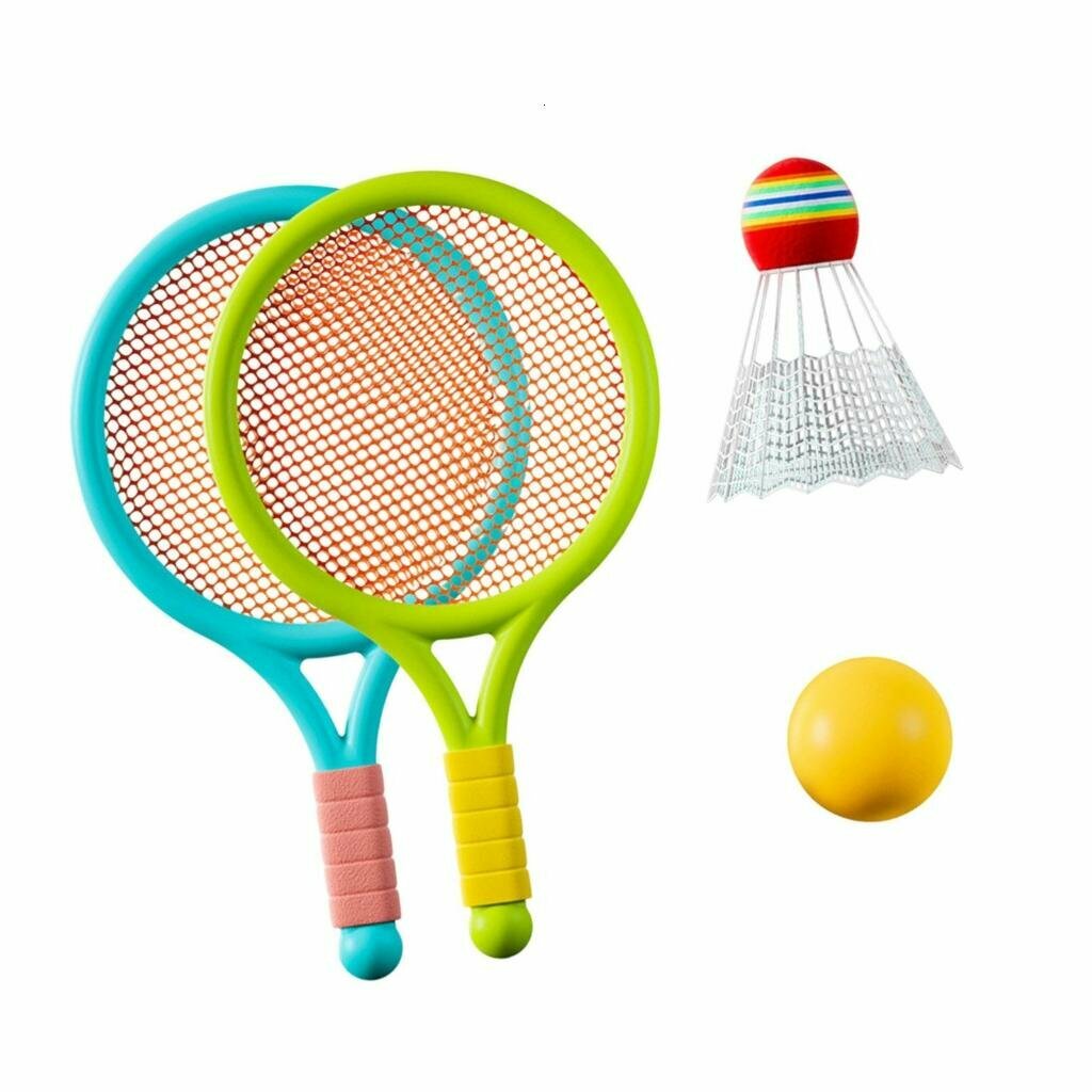 Бадминтонные ракетки с высокоэластичными сетками для детей, Синий и зеленый