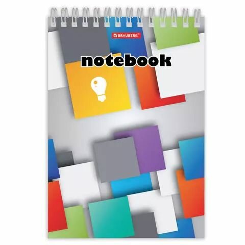 Блокнот А5 80л, 146х205 мм, гребень, картон, жесткая подложка, клетка "Кубы"