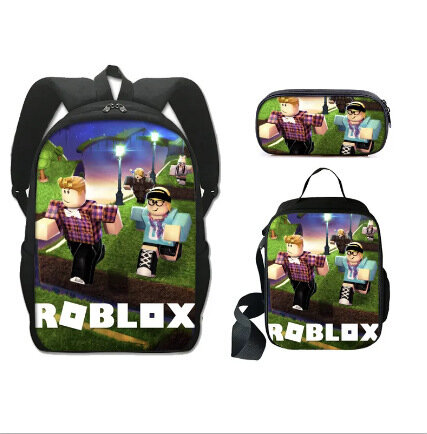 Школьная сумка Roblox, корейская версия, рюкзак для учащихся начальной и средней школы, стильный модный трендовый рюкзак, набор из трех предметов