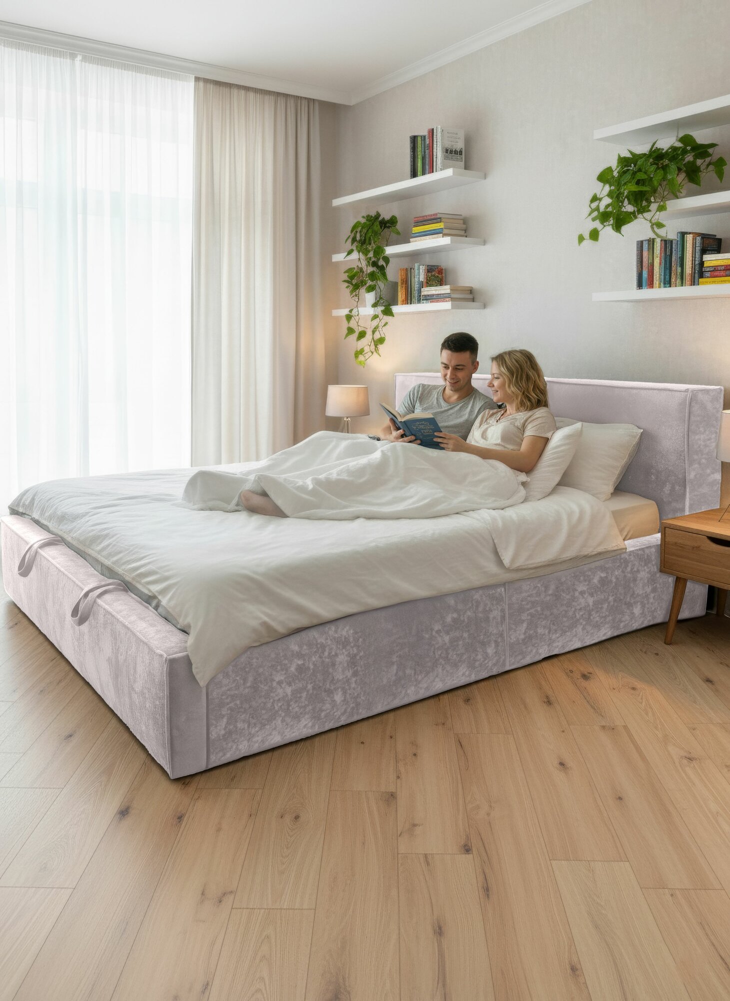 Кровать Adriano 160х200 с подъемным механизмом двуспальная, бежевый