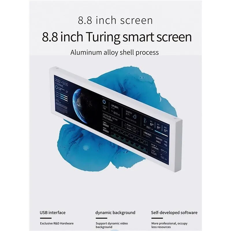 TuringSmartScreen/Монитор пк 8.8 дюймовый IPS CPU Ram HDD температуры
