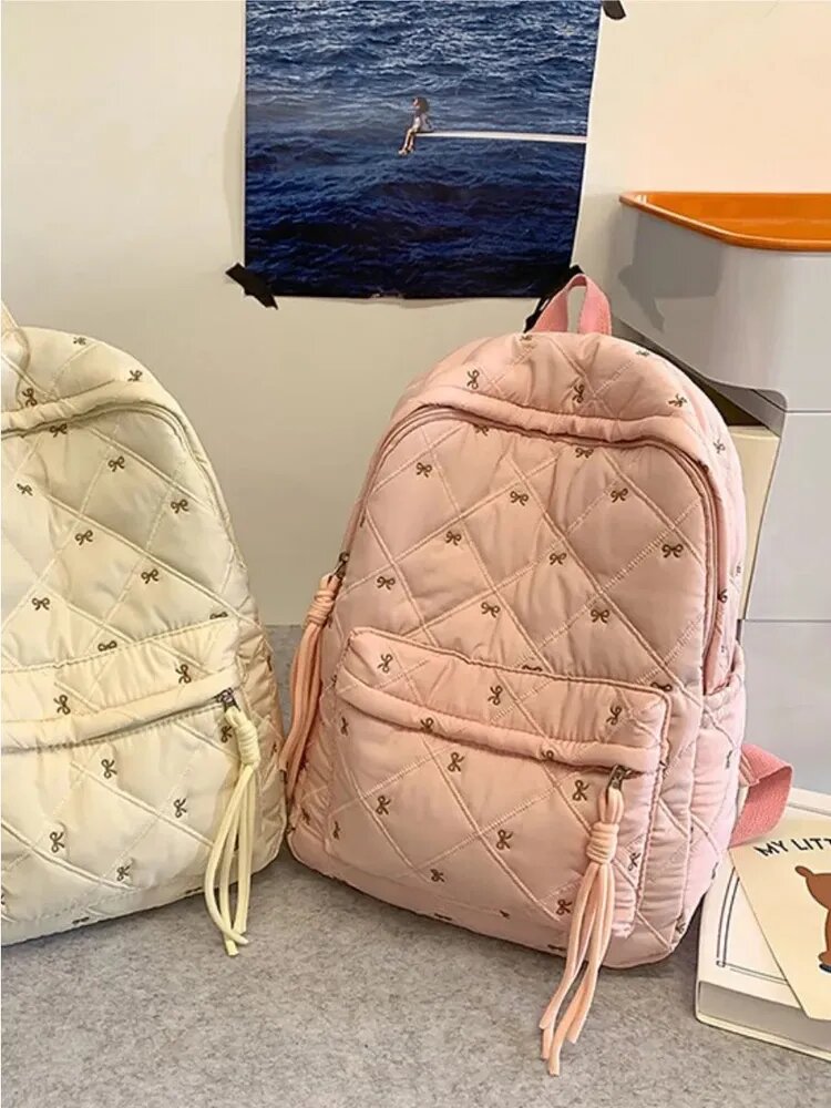 Рюкзак школьный для девочки, розовый, средний (20-30 л.), нейлон, 42x14x37 см — фото 1