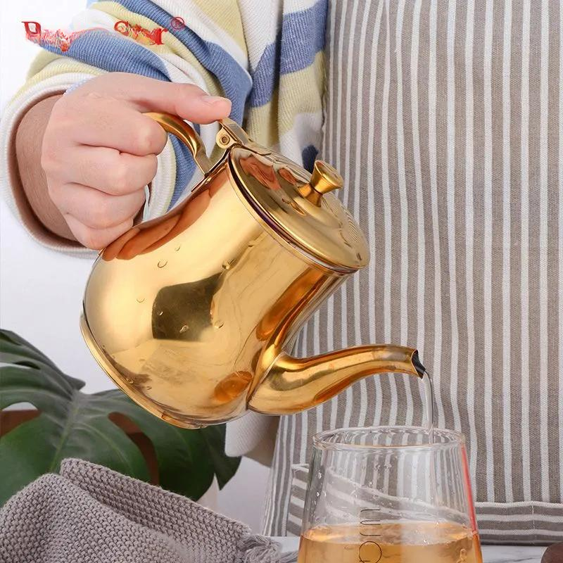 Чайник из нержавеющей стали с фильтром, 500 мл, серебристый, золотой, розовый золото, сертификаты SGS, FDA, LFGB, CIQ, для кухни дома, ресторанов, семейных собраний, сервировки стола, паковка с 1 чайником