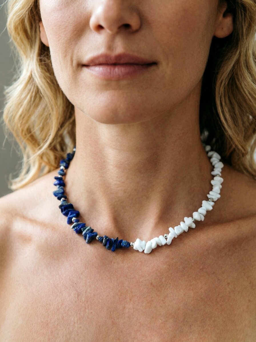 Чокер, агат, лазурит