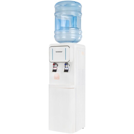 Кулер для воды Sonnen FSE-02Wc, напольный, нагрев/охлаждение электронное, шкаф, 2 крана, белый, 456167