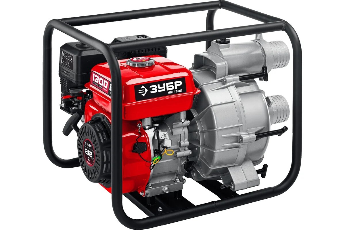 Мотопомпа ЗУБР МПГ-1300, 1300 л/мин, 7 л. с, бензиновая, 4-тактный, бак 3.6 л
