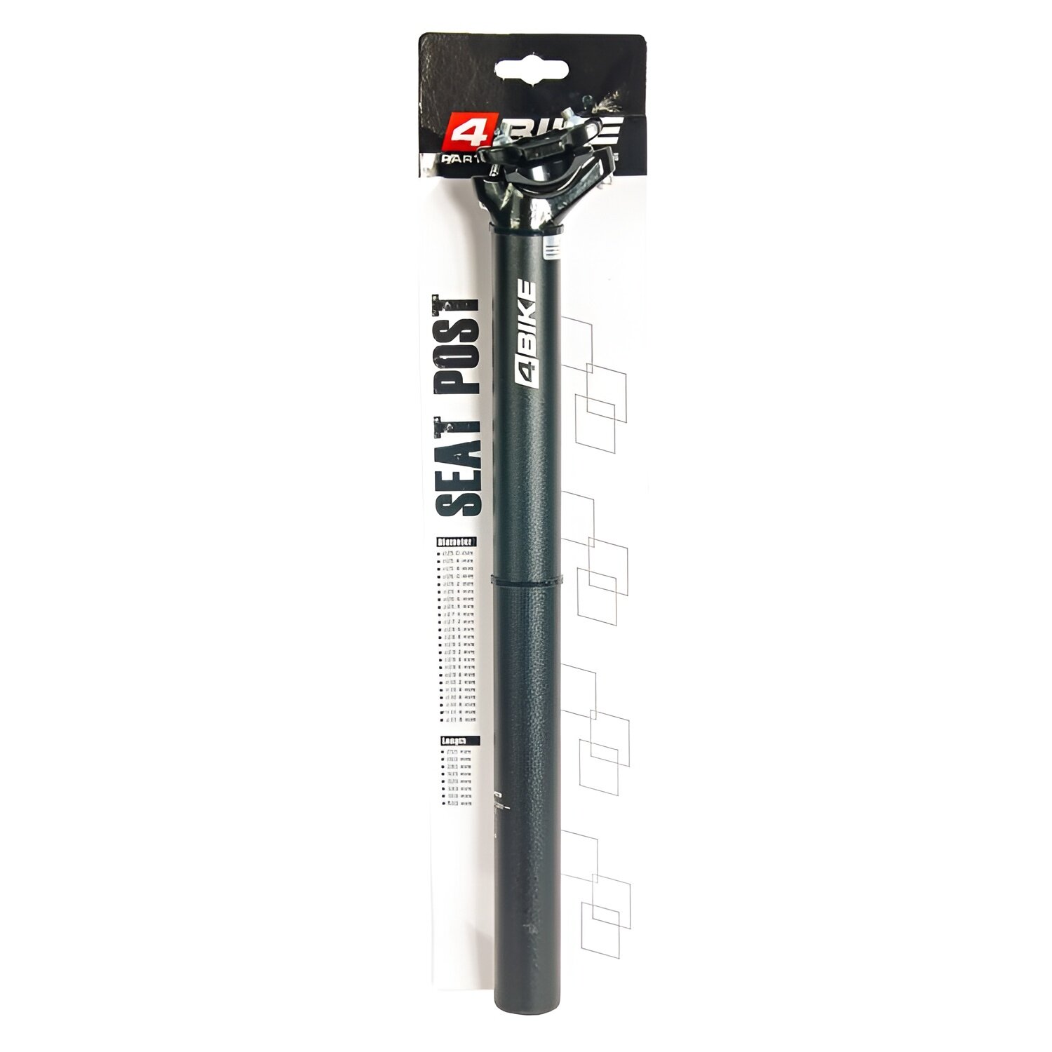 Штырь подседельный 4BIKE SP-C255 алюминиевый двухболтовый, диаметр 31.6 мм, длина 400 мм, оффсет 15мм, чёрный
