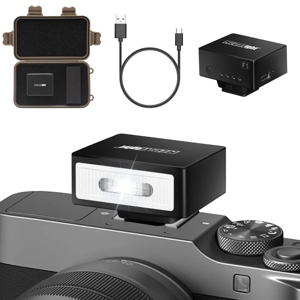 Вспышка MEKEALIGHT F1 для Canon, Fujifilm, Nikon, Olympus, Panasonic, Sony, Pentax, черная матовая
