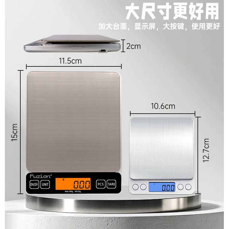 Электронные весы из нержавеющей стали для кухни, точное измерение веса продуктов, точность до 0,1 грама, бытовые перезаряжаемые весы для продуктов на 3 кг.
