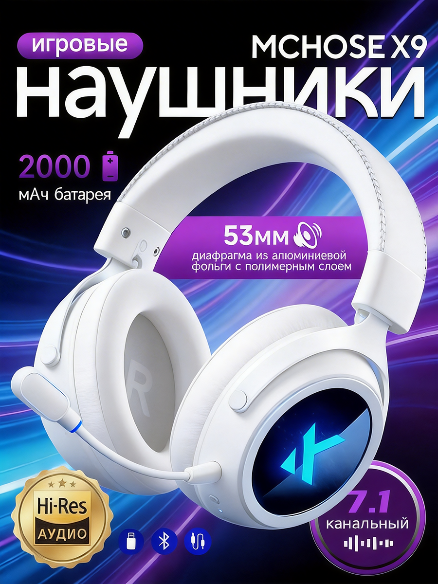 Беспроводные наушники игровые Mchose X9 с микрофоном для ПК