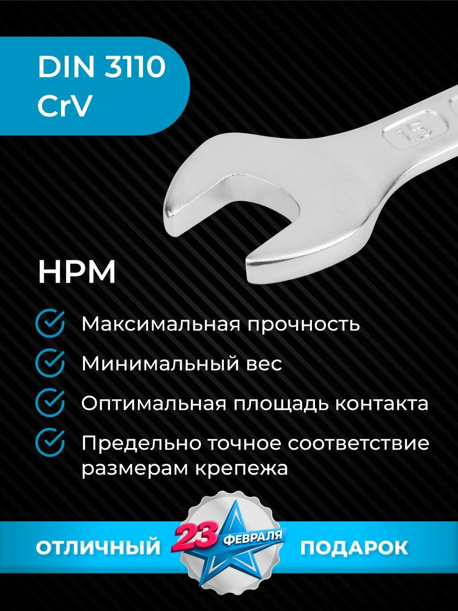Набор гаечных ключей NORGAU Industrial, рожковых HРM High precision machining, 10 шт в ложементе