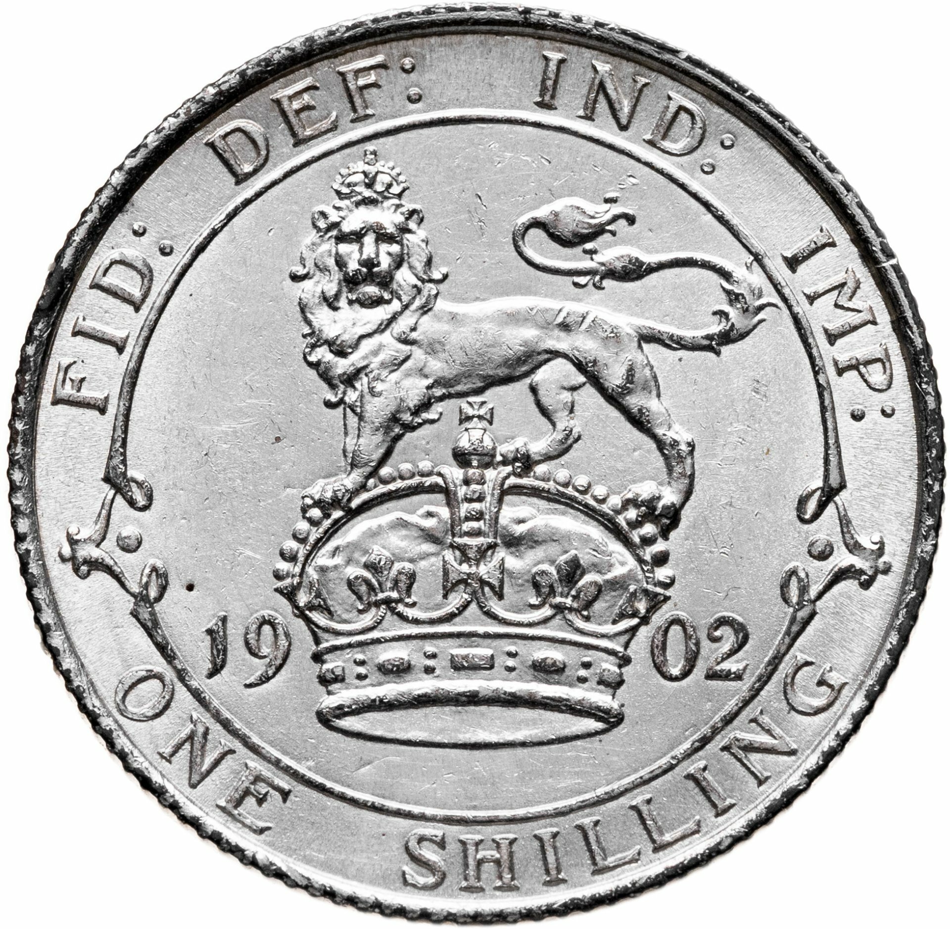 Великобритания 1 шиллинг shilling 1902, Серебро 925, в сохранности AU-UNC