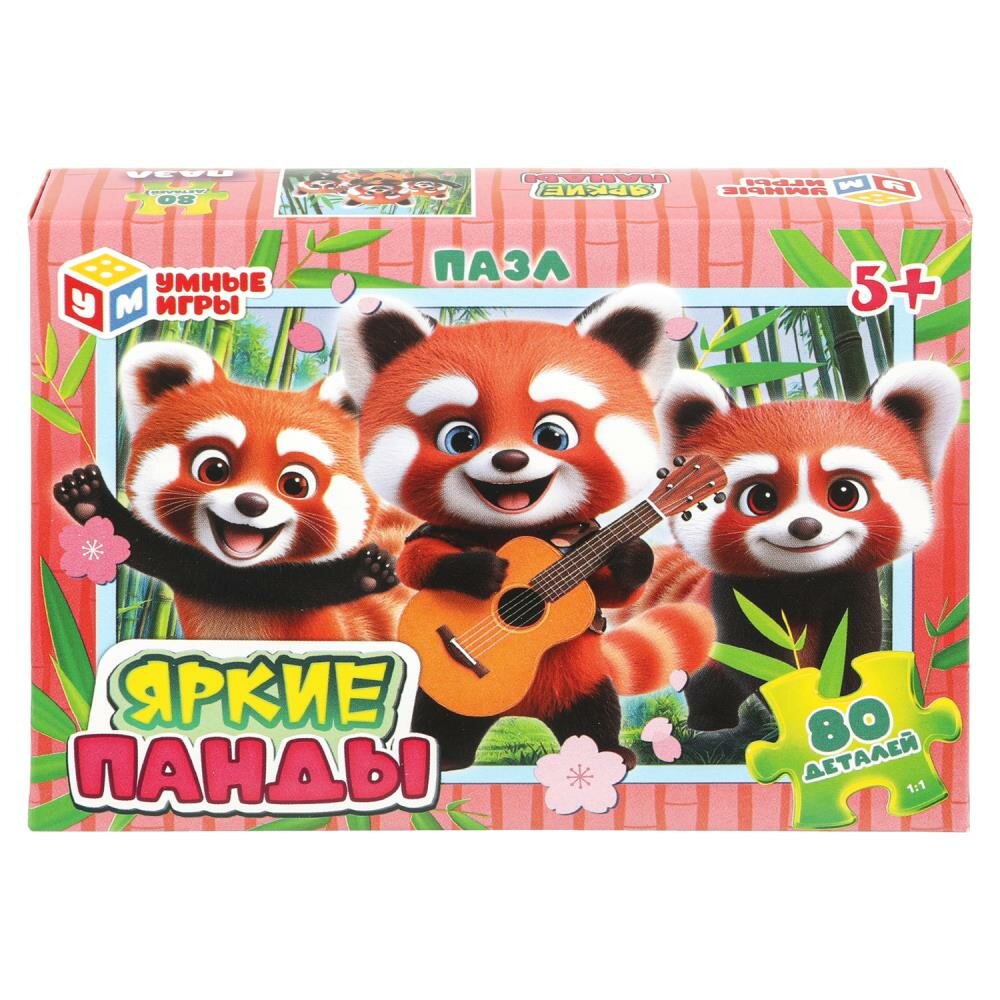 Пазлы Яркие панды, 80 деталей Умные игры 4630395054126