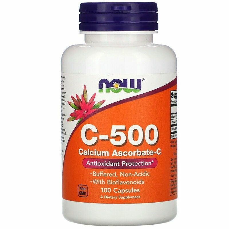 Витамины и минералы NOW Vitamin C-500 Ascorbate (100 капс.)