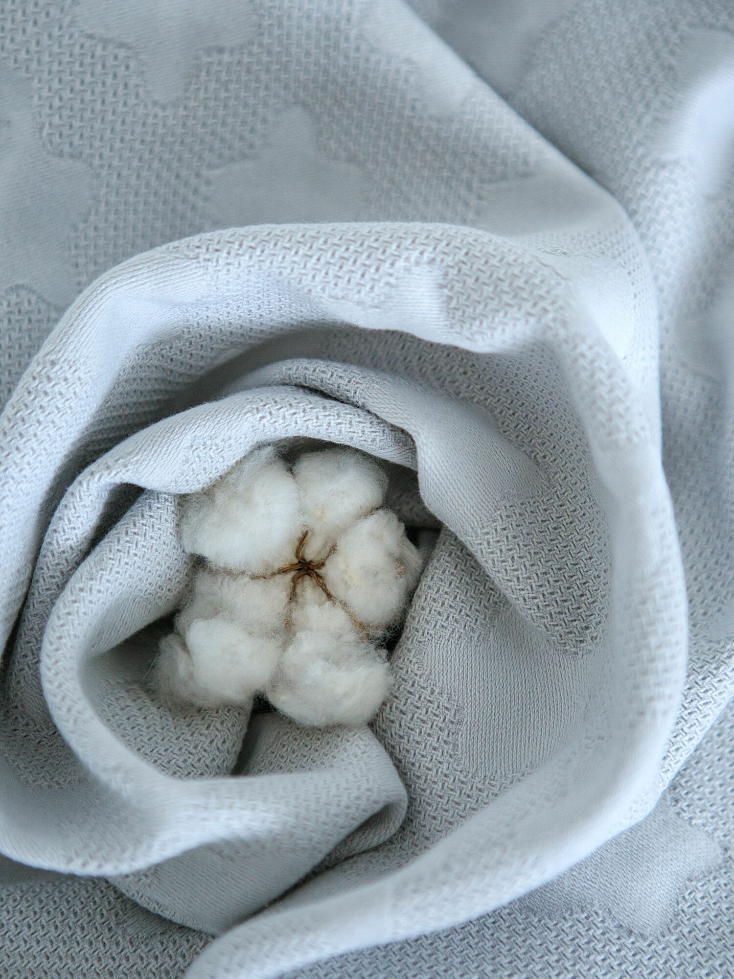 Плед для новорожденных вязаный хлопковый 100х100 см "Звездочки" серый