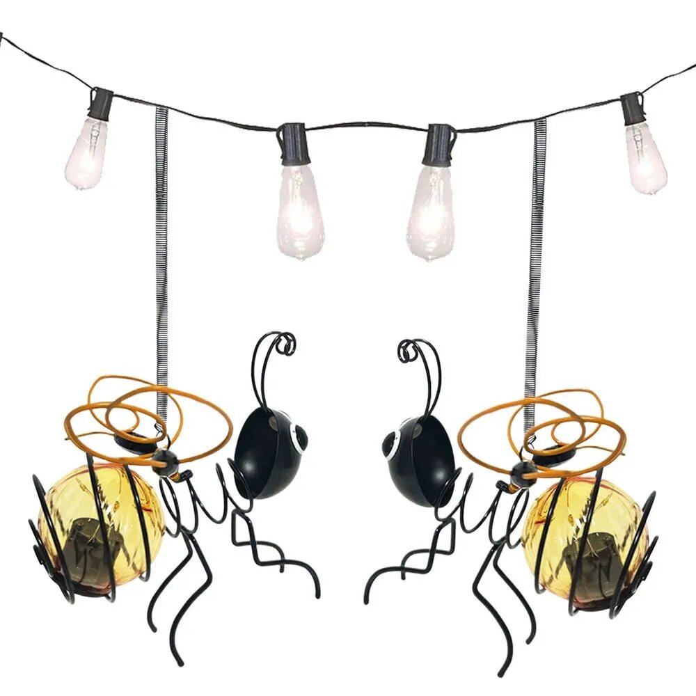 Садовая фигурка в виде черного муравья с фонарем, металлическая, для сада