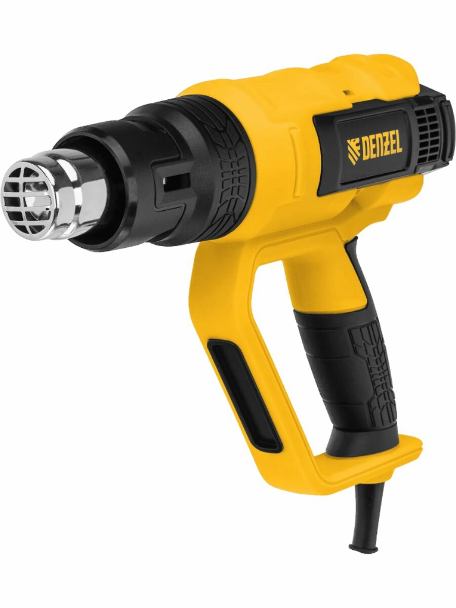 Фен технический Denzel HG-2000M, 2000 Вт, 3 режима, желтый/черный