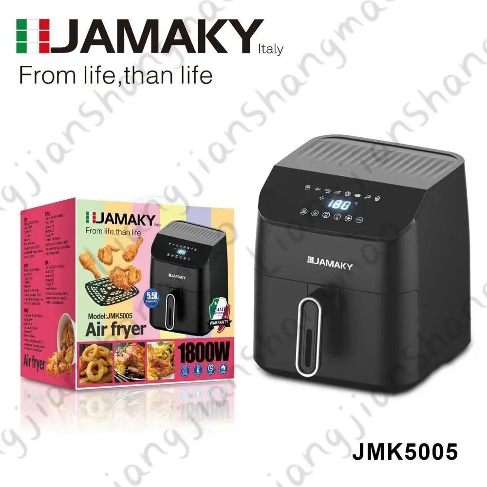 JAMAKY Аэрогриль JMK-5005 черный 5.5л 1800Вт Сенсорное управление