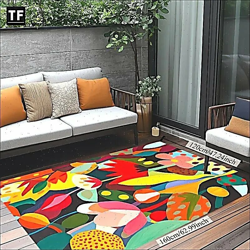 Ковер дорожка для террасы 160x120 см абстрактный текстильный ковер
