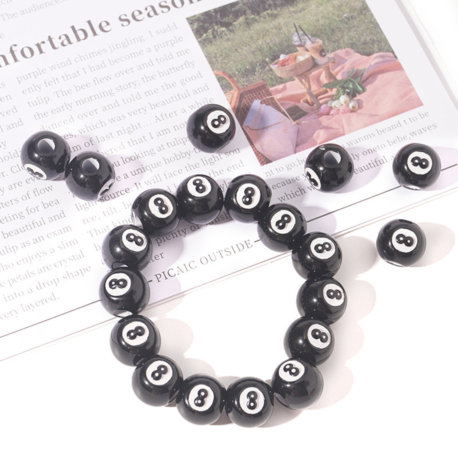 50 шт Черные восемь акриловых шариков бильярдные