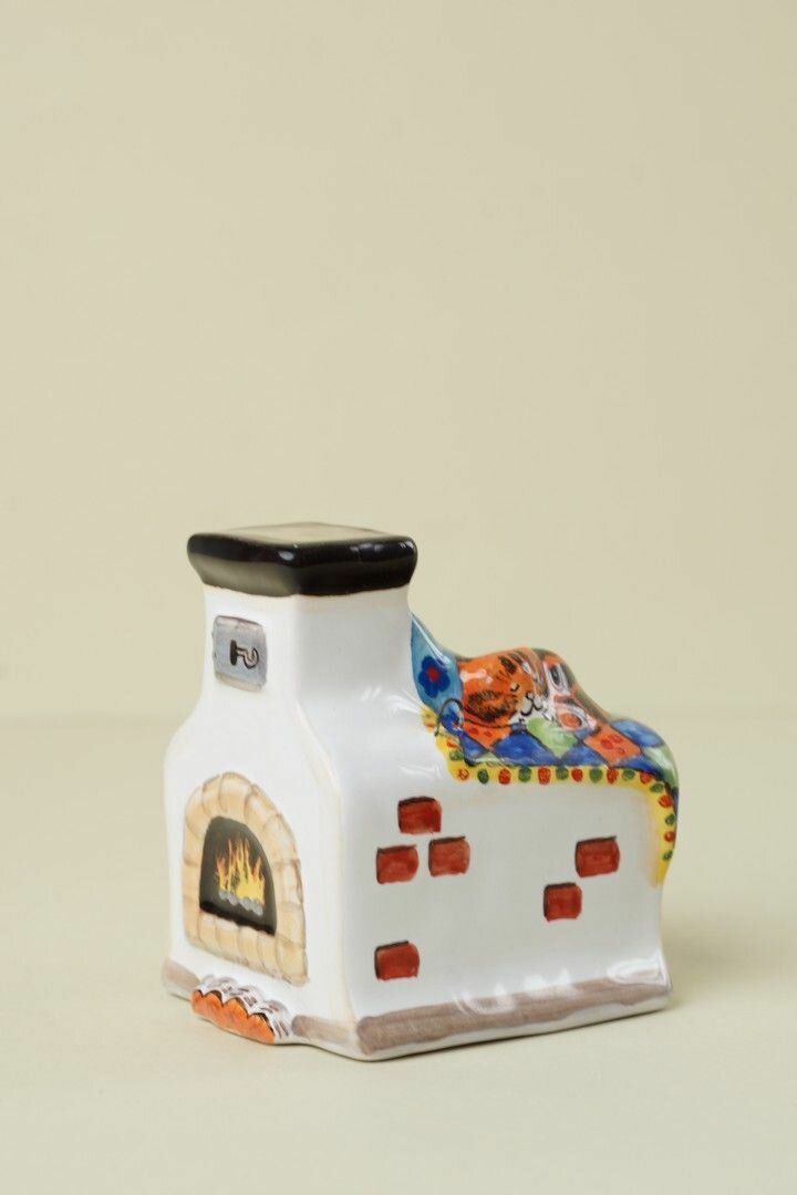 Ёлочная игрушка "Печка (мини)". Ярославская майолика. Керамика ручной работы. Сделано в России.