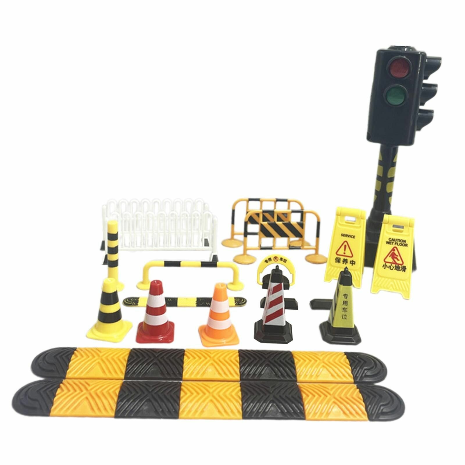 Игрушечный набор дорожных знаков для детей, обучающий светофор с конусами и ограждениями