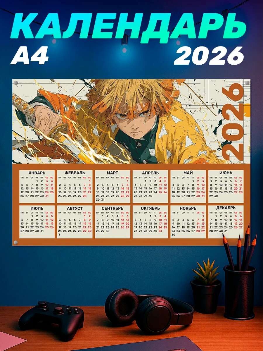 Календарь 2026 настенный Клинок рассекающий демонов Зеницу