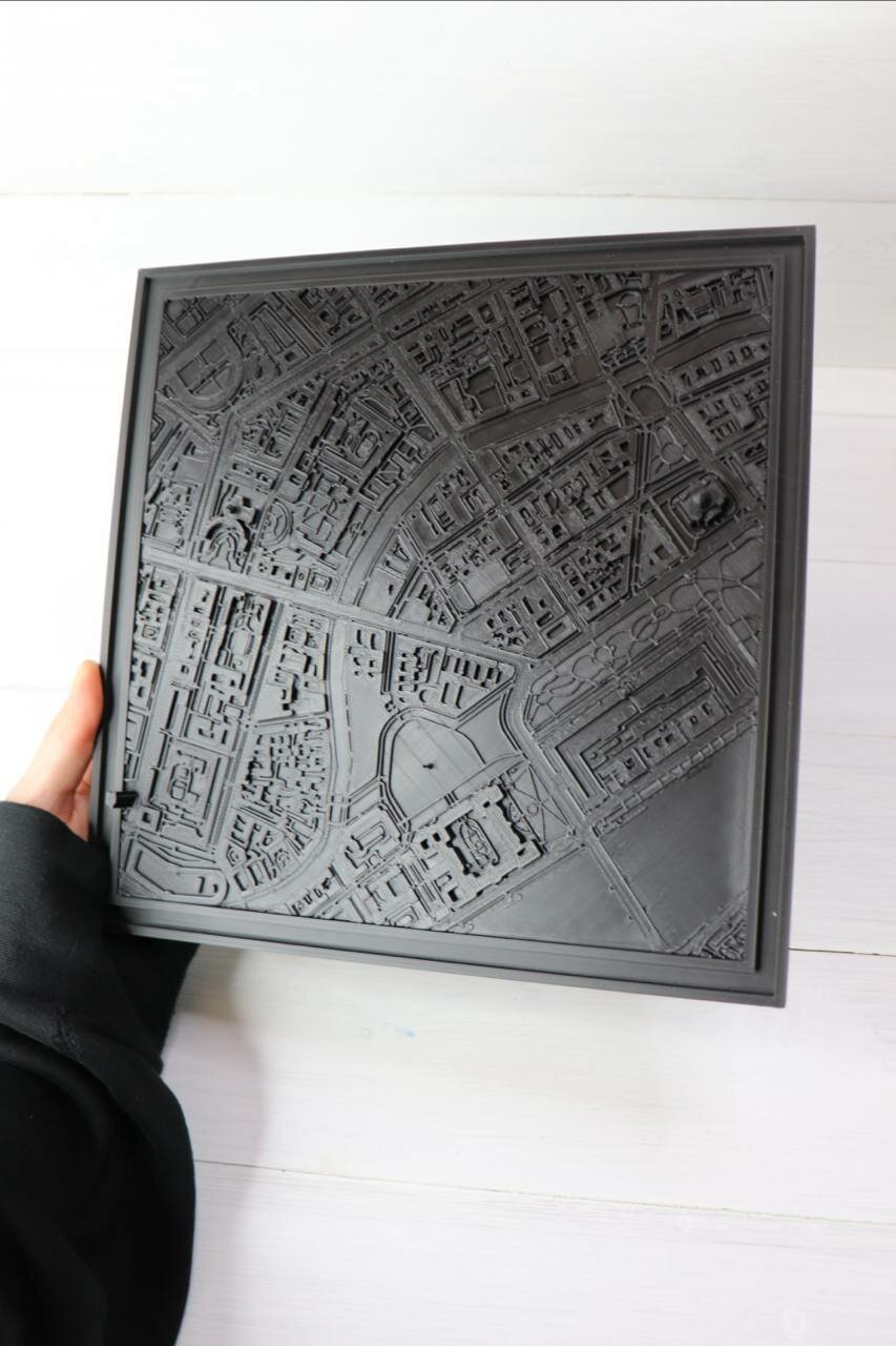 Картина город 3D Санкт-Петербург Дворцовая площадь 24х24см настенная, черный