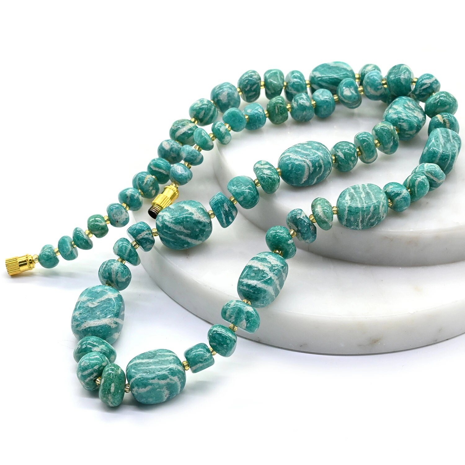 Бусы из Амазонита галтовка, 50см, 58г .