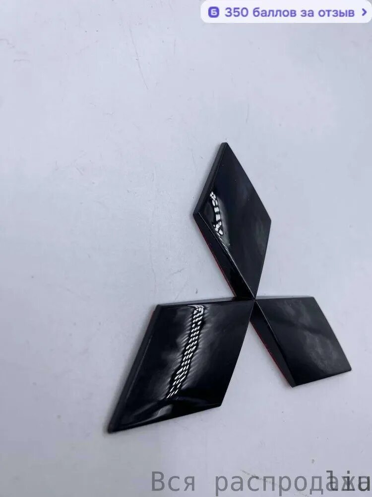 Эмблема на автомобиль Mitsubishi, Митсубиси 100мм/90мм (Черная) на Lancer-x