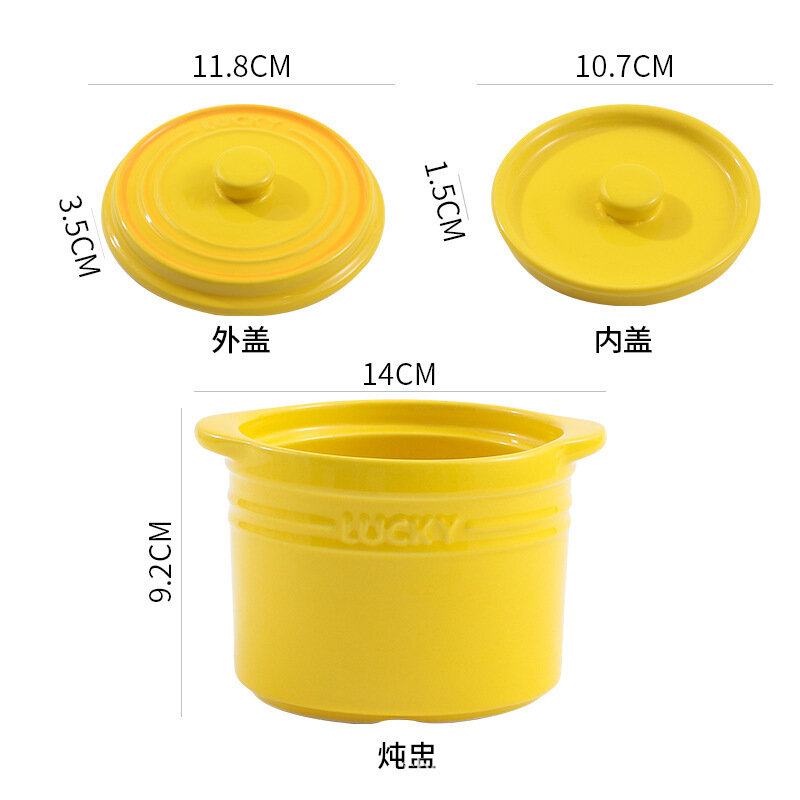 Керамическая кастрюля с крышкой, суповая кастрюля, глиняный горшок, бытовая пароварка, маленькая кастрюля для тушения, суповая кастрюля, водонепроницаемая кастрюля для тушения, набор из трех предметов.