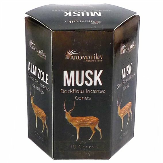 MUSK Backflow Incense Cones, Aromatika (муск конусы стелющийся дым, Ароматика), шестигранник 10 конусов.