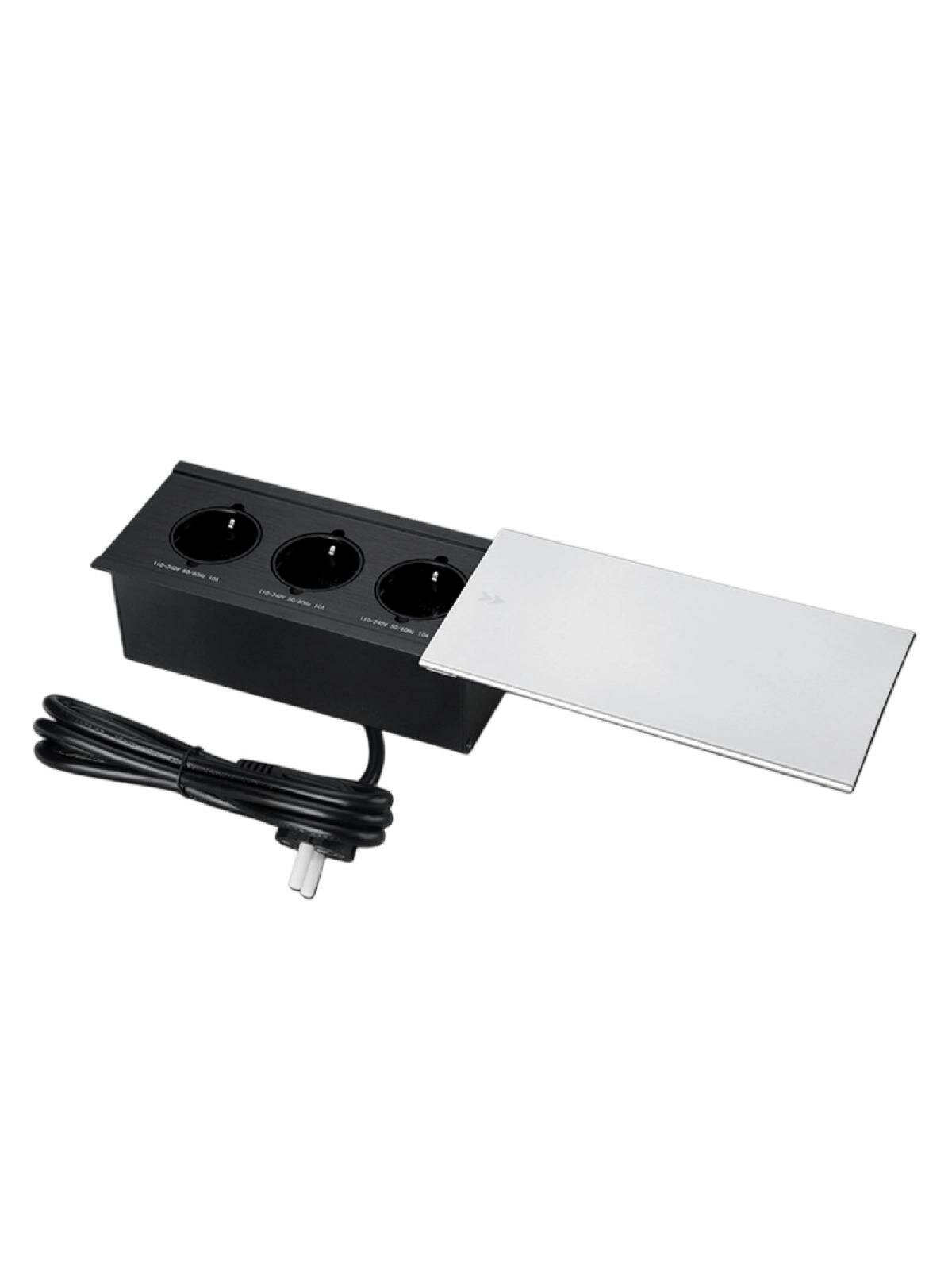 Электрический порт из смеси алюминия, Тройная Европейская розетка, настенный Гибкий шнур питания длиной 1,8 м