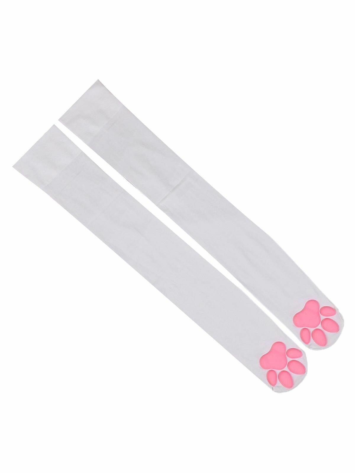 Чулки с кошачьими лапками, белые