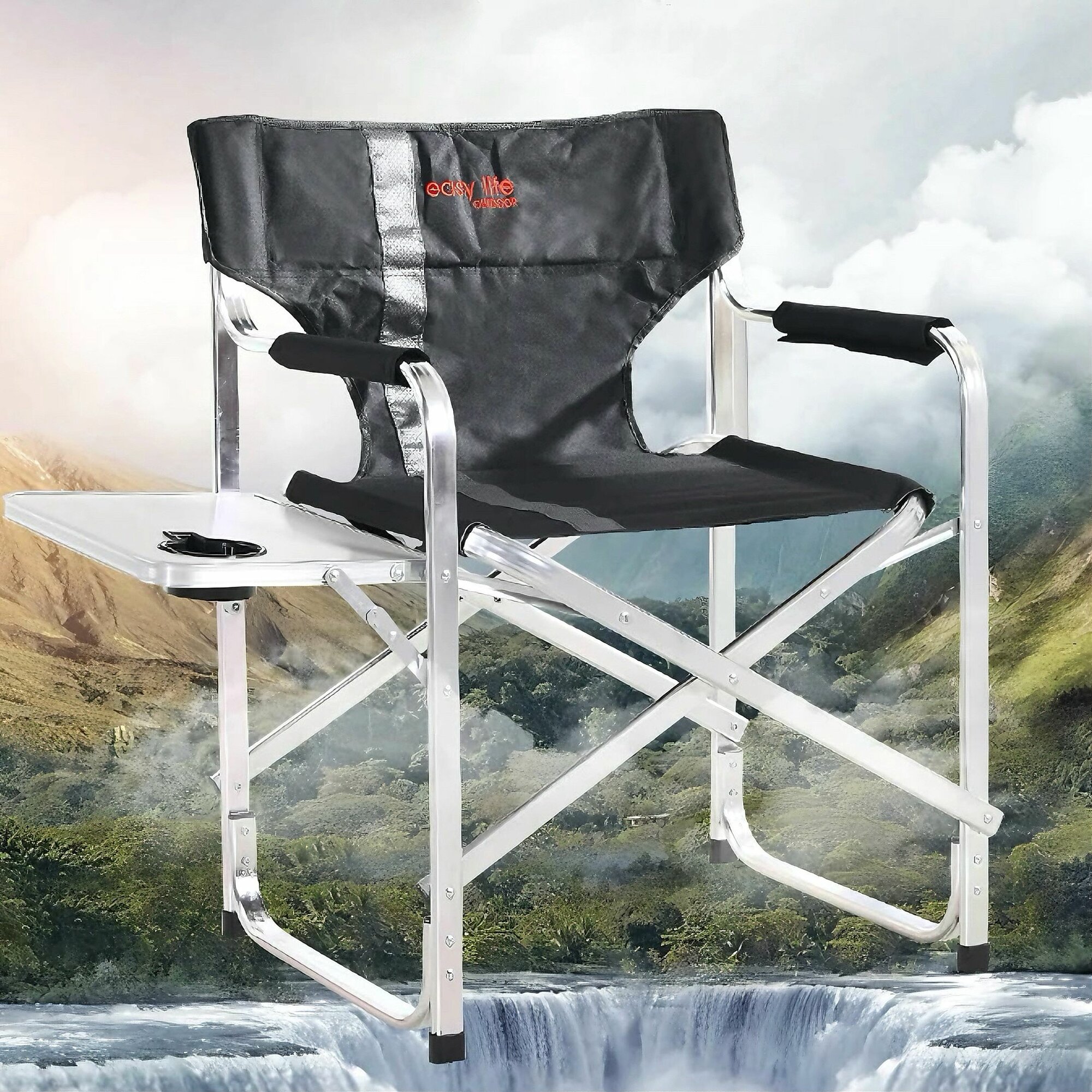 Кресло складное, туристическое, со столиком, алюминиевое