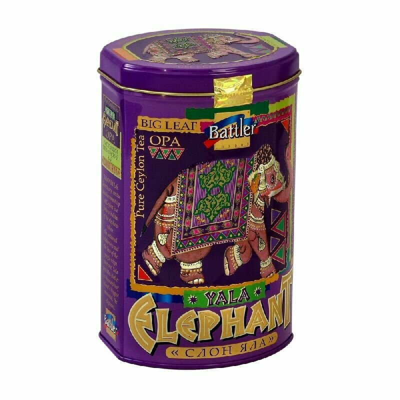 Чай BATTLER ELEPHANT YALA ОРА Крупнолистовой цейлонский черный "слон ЯЛА" /жесть/ 100г