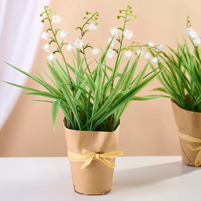 Искусственный цветок в горшке Ландыш White Crown 20 см, Kaemingk, 800210-4